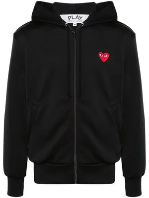 Comme Des Garçons Logo Cotton Hoodie - Black