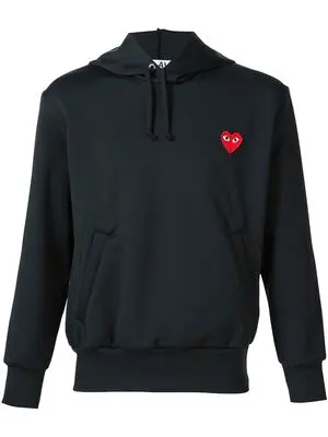 Comme Des Garçons Logo Cotton Hoodie - Black