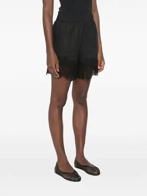 Ermanno Scervino Embroidered Linen Shorts - Black