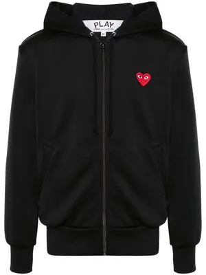 Comme Des Garçons Logo Cotton Hoodie - Black