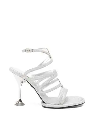 SERGIO ROSSI Glittered Heel Sandals - Silver