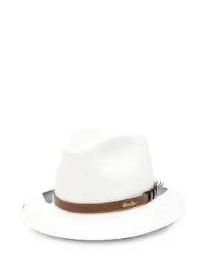Borsalino Woven Straw Hat With Leather Band - White
