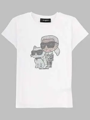 Karl Lagerfeld T Shirt Con Stampa Glitter - White