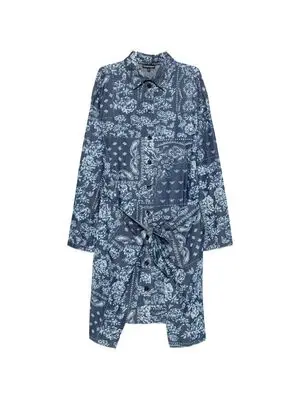 Emporio Armani Printed Cotton Chemisier Dress - Navy