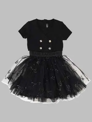 Karl Lagerfeld Embellished Tulle Dress - Black