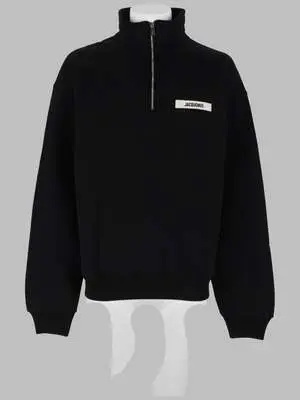 Jacquemus Felpa Con Logo E Zip - Black