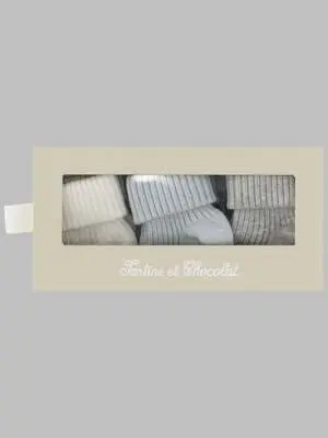 TARTINE ET CHOCOLAT Ribbed Crew Socks Pack Of Three - Grey