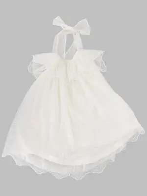 MIMISOL White Bow Embellished Sangallo Dress
