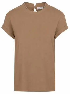 Brunello Cucinelli T Shirt In Jersey Di Cotone - Brown
