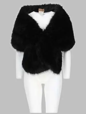 LEON & LOULOU PARIS Faux Fur Stole - Black