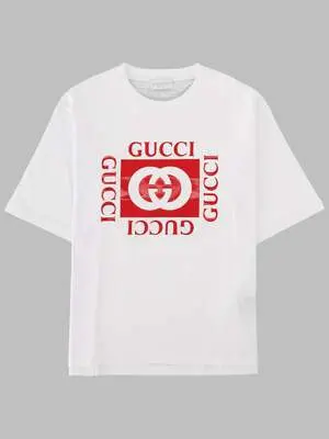 Gucci J S/s T Shirt Medium Ctn Jers/ Opt White/red/ Mc - Multicolour