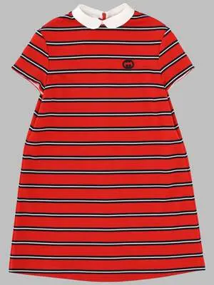 Gucci Red Striped Collared Dress - Multicolour