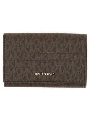 Michael Kors Portafoglio 'jet Set' Con Logo - Brown