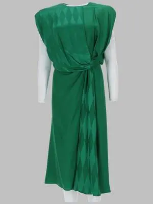 Versace Abito Midi Drappeggiato In Seta - Green