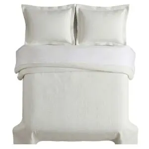 PURE PARIMA Diamond Quilted Coverlet Set Ivory - Yellow