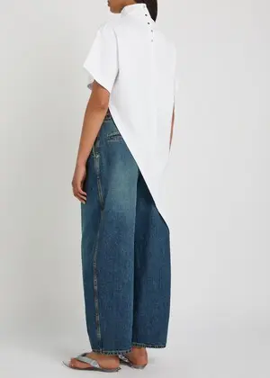 Alaïa Asymmetric High-neck Cotton T-shirt - White