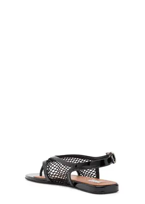 Alaïa Fishnet Patent Leather Thong Sandals