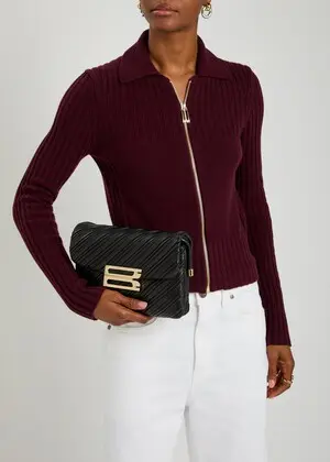 Victoria Beckham Dorian Textured Leather Shoulder Bag - Black