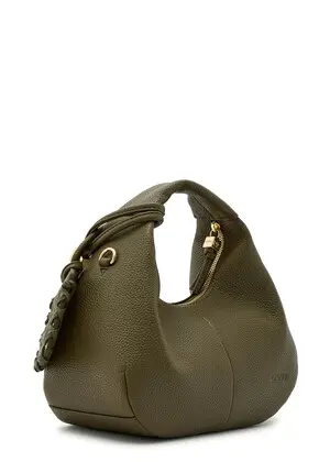 GANNI Grained Leather Hobo Mini Bag - Olive