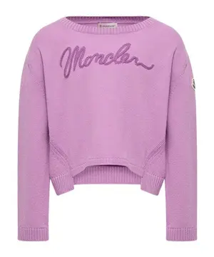 Moncler Wool And Cashmere Logo Sweater - Lavender