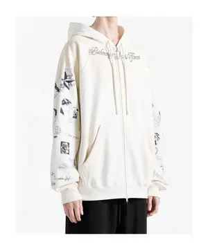 Balenciaga Distressed Classic Ink Zipped Hoodie - White