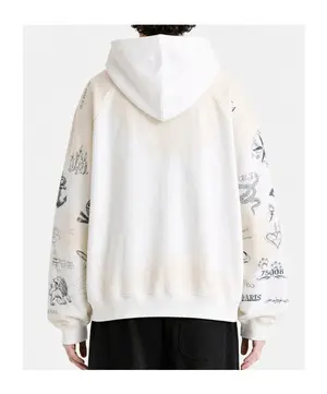 Balenciaga Distressed Classic Ink Zipped Hoodie - White