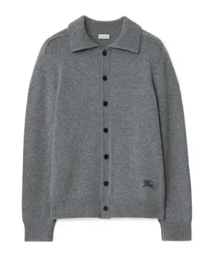 Burberry Ekd Intarsia-knit Buttoned Cardigan - Grey