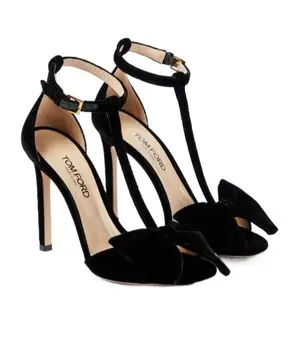 TOM FORD Solid Color Velvet Sandals - Black