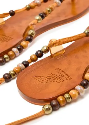 ANCIENT GREEK SANDALS Esther Beaded Jelly Sandals - Camel