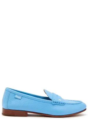 Polo Ralph Lauren Logo Pebbled Leather Loafers - Light Blue