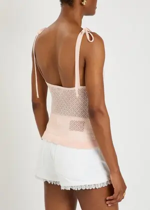 GANNI Pointelle Knit Top With Adjustable Straps