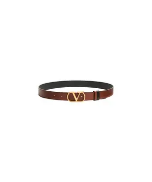 Valentino Garavani Vlogo Signature Reversible Shiny Calfskin Belt 30mm - Brown