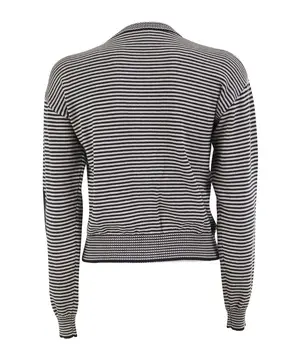 Max Mara Striped Cardigan With Applique Detail - Navy Blue