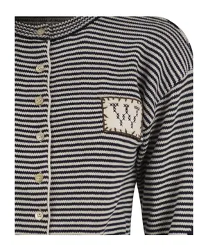 Max Mara Striped Cardigan With Applique Detail - Navy Blue