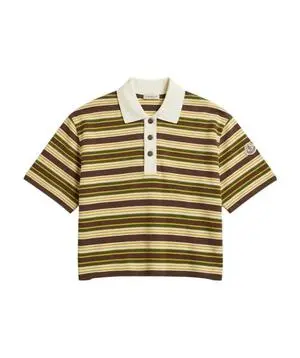 Moncler Striped Cropped Polo Shirt - Black