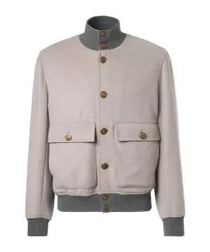 Brunello Cucinelli Cashmere-trimmed Wool Bomber Jacket - Gray
