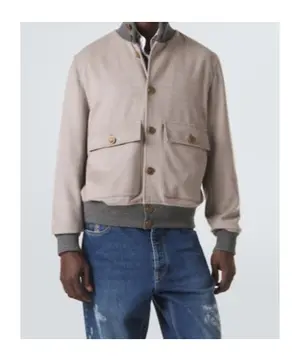 Brunello Cucinelli Cashmere-trimmed Wool Bomber Jacket