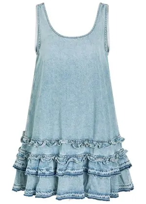 GANNI Frill Denim Mini Dress