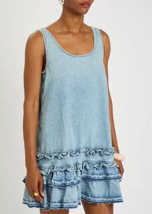 GANNI Frill Denim Mini Dress