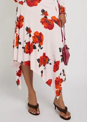Alaïa Floral-print Asymmetric Jersey Midi Skirt