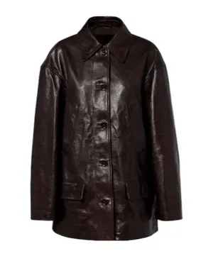 Balenciaga Oversized Leather Car Coat - Black