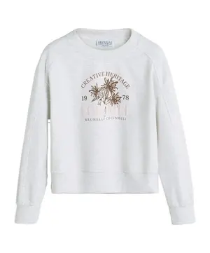Brunello Cucinelli Crewneck Sweatshirt With Graphic Print - Light Gray