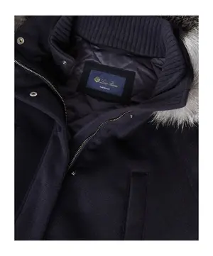 Loro Piana Hooded Cotton Suit With Fur Collar