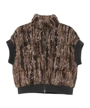Brunello Cucinelli High-necked Sleeveless Cotton Coat - Brown