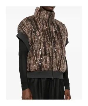 Brunello Cucinelli High-necked Sleeveless Cotton Coat
