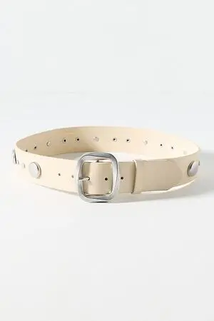 Anthropologie Studded Wrapped Buckle Belt - Ivory