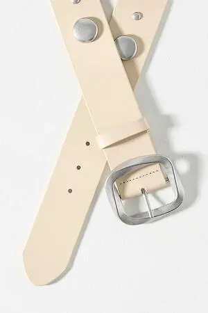 Anthropologie Studded Wrapped Buckle Belt - Ivory