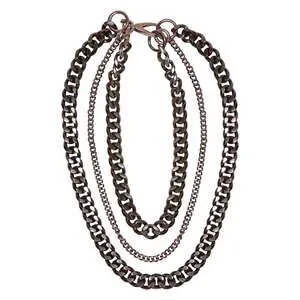 SYLVIA PIECHULLA Black / Grey Chunky 3-tier Black Aluminium Metal Chain Necklace Cleopatra - Black/grey