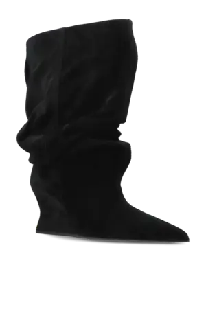 Balmain Suede Wedge Ankle Boots