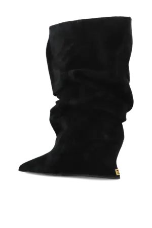 Balmain Suede Wedge Ankle Boots